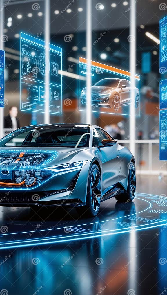 Futuristic Car Technology Concept with Digital Interface Displaying ...