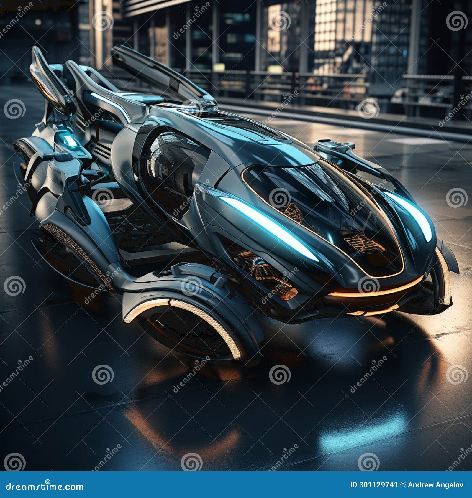 Futuristic Car Technology Concept with Wireframe Intersection 3D ...
