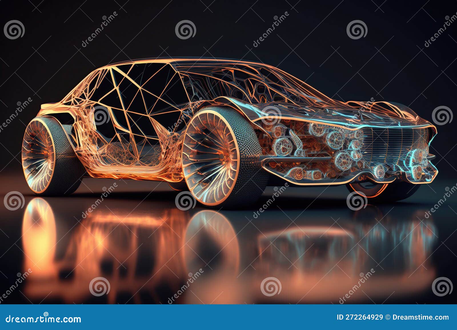 Futuristic Car Technology Concept with Wireframe Intersection ...