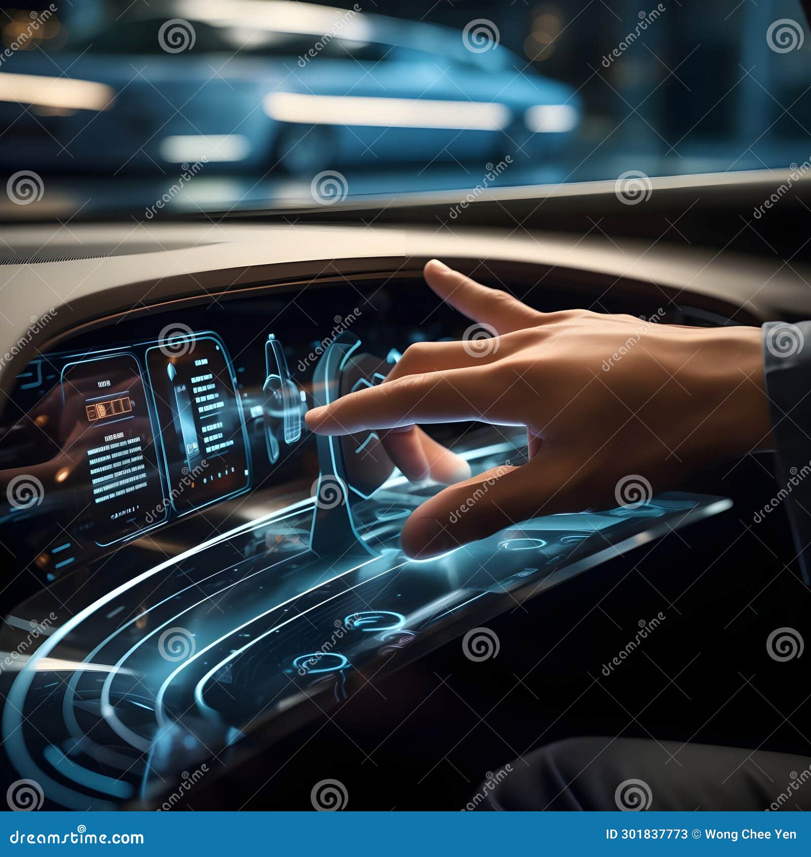 Futuristic Car Vehicle Driver Dashboard Finger Hand AI Stock ...