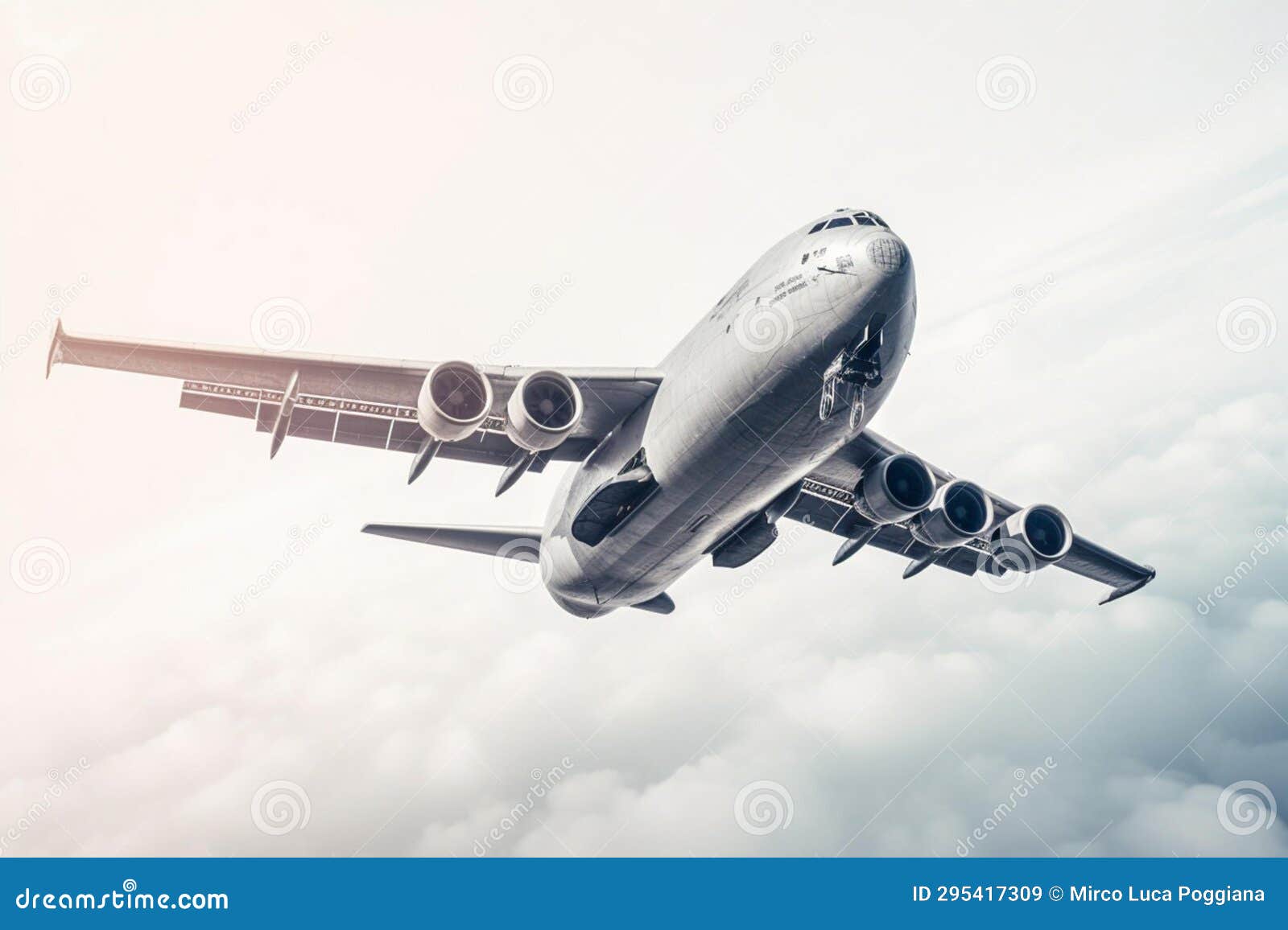 Futuristic Cargo Plane in Flight Stock Illustration - Illustration of ...