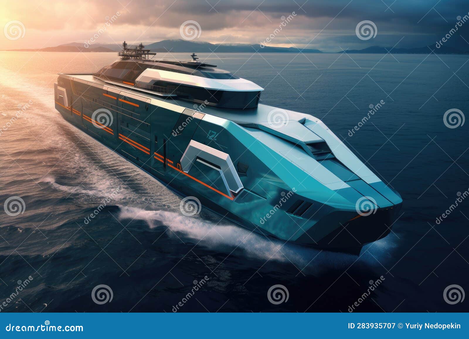 Futuristic Cargo Ship of the Future. Stock Illustration - Illustration ...