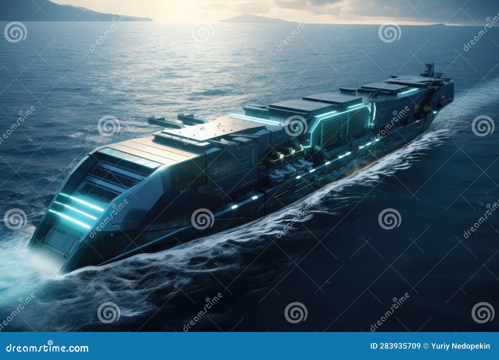 Futuristic Cargo Ship of the Future. Stock Illustration - Illustration ...