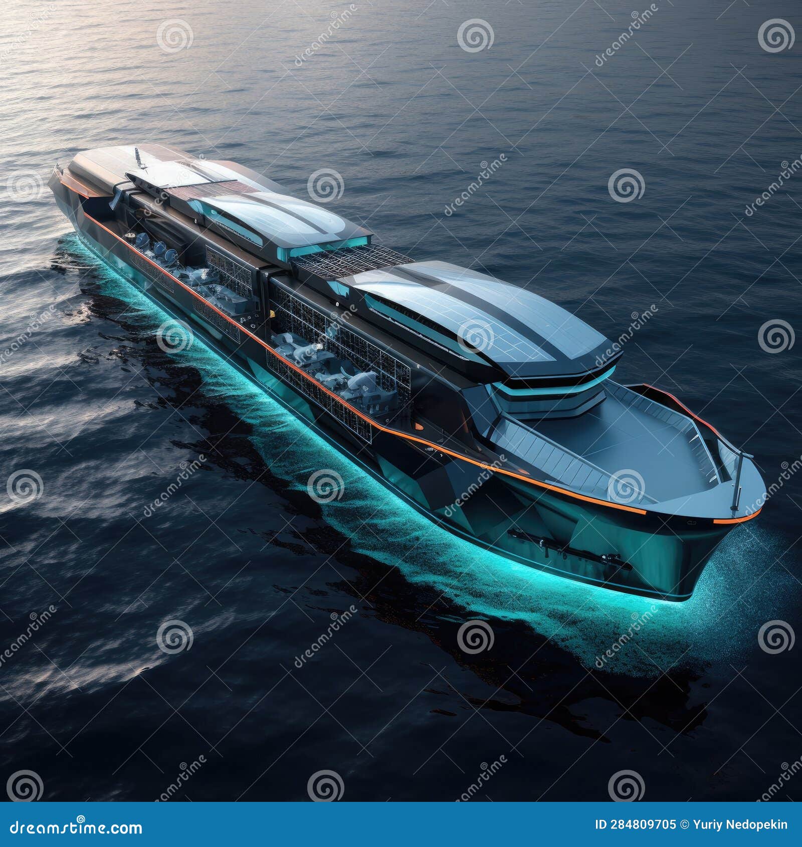 Futuristic Cargo Ship of the Future. Stock Illustration - Illustration ...