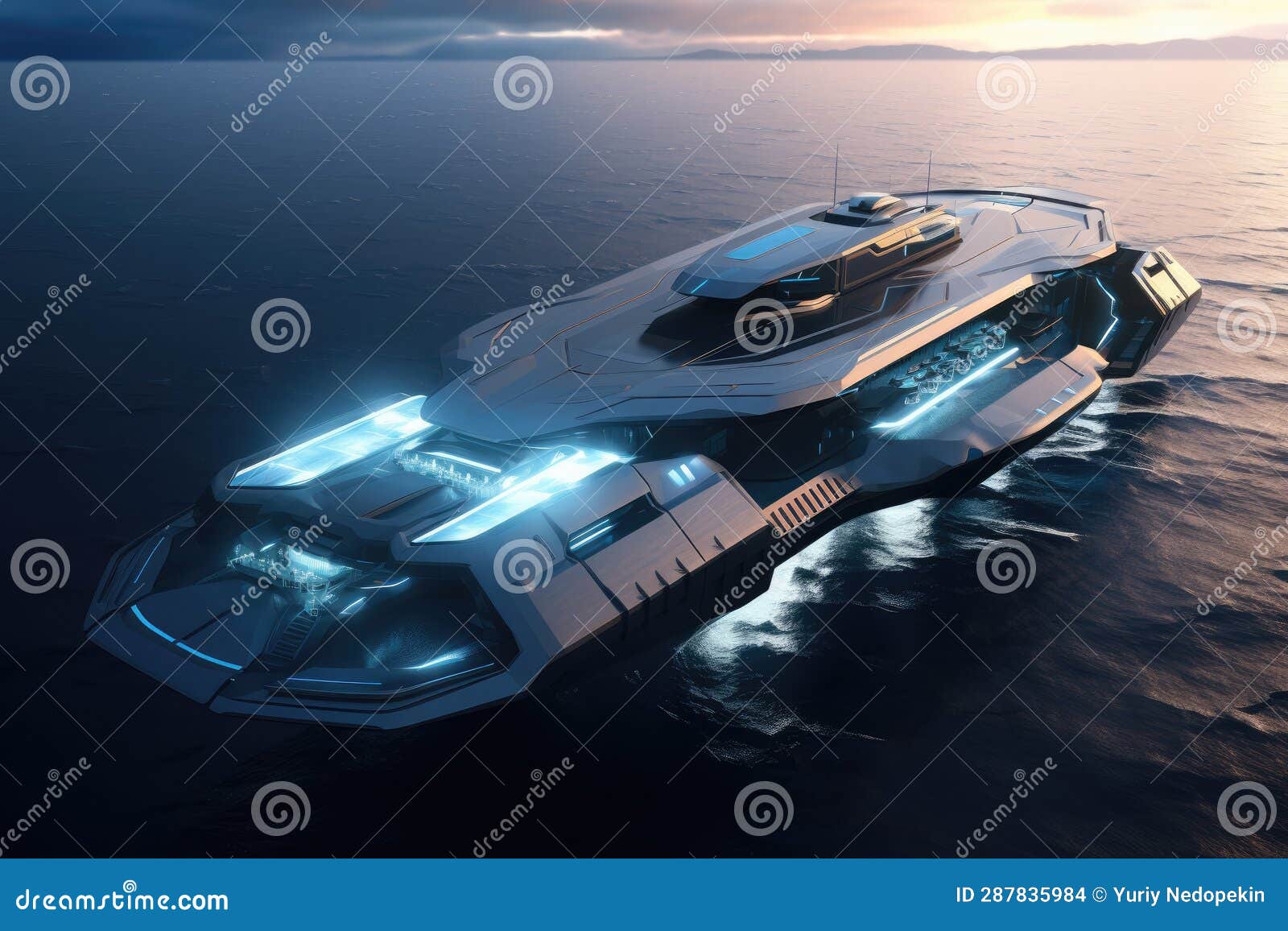 Futuristic Cargo Ship of the Future. Stock Illustration - Illustration ...