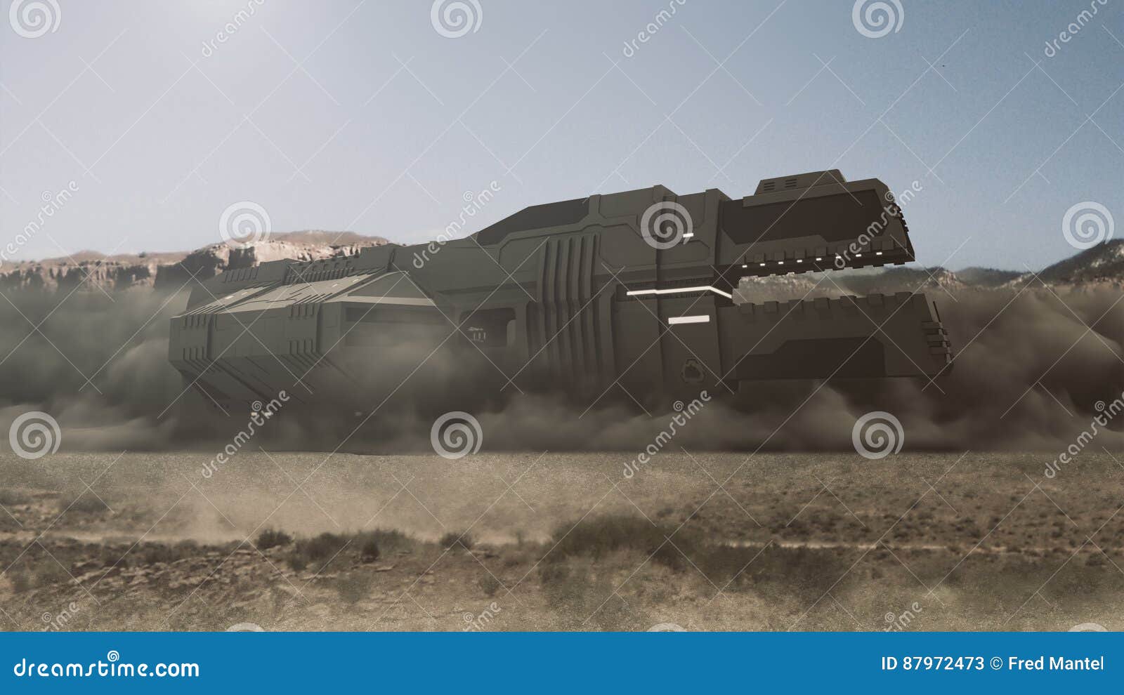 Spaceship Landing On Planet. Futuristic Spacecraft. UFO. Concept Art ...