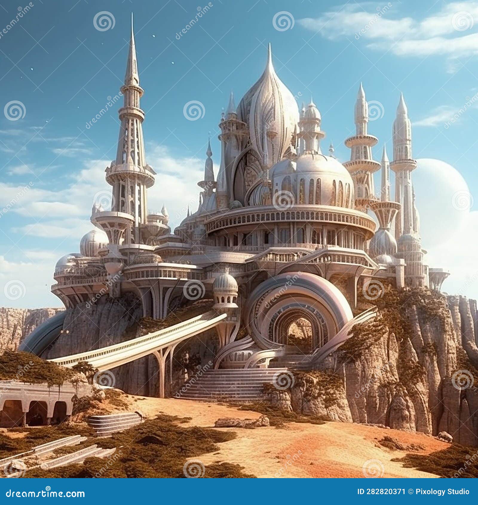 Futuristic Castle in Utopia AI Generative Stock Illustration ...