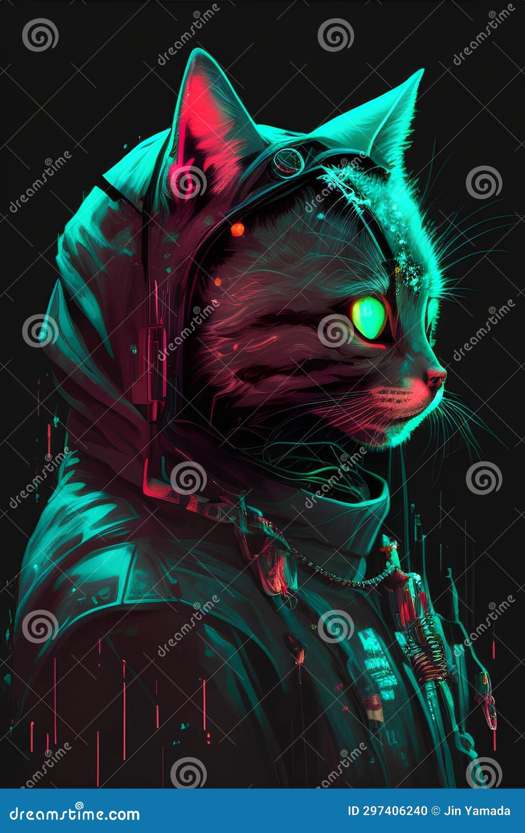 Futuristic Cat in Space Suit. Sci-fi Illustration Stock Photo - Image ...