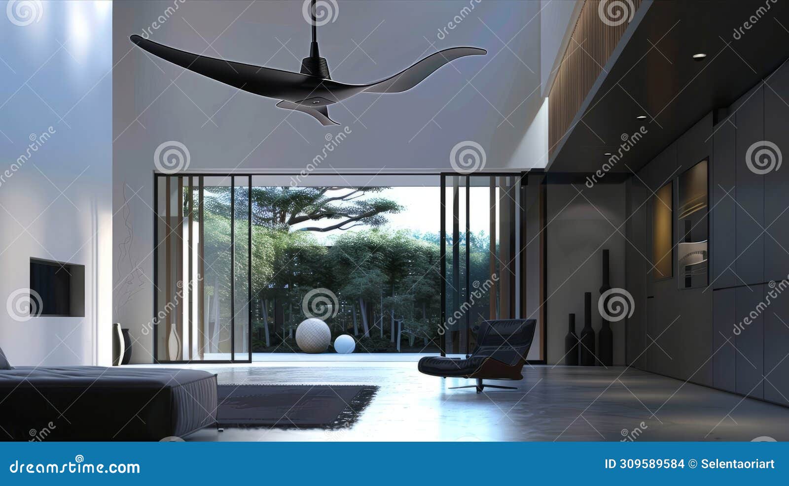 Futuristic Ceiling Fan with Smart Control Stock Illustration ...