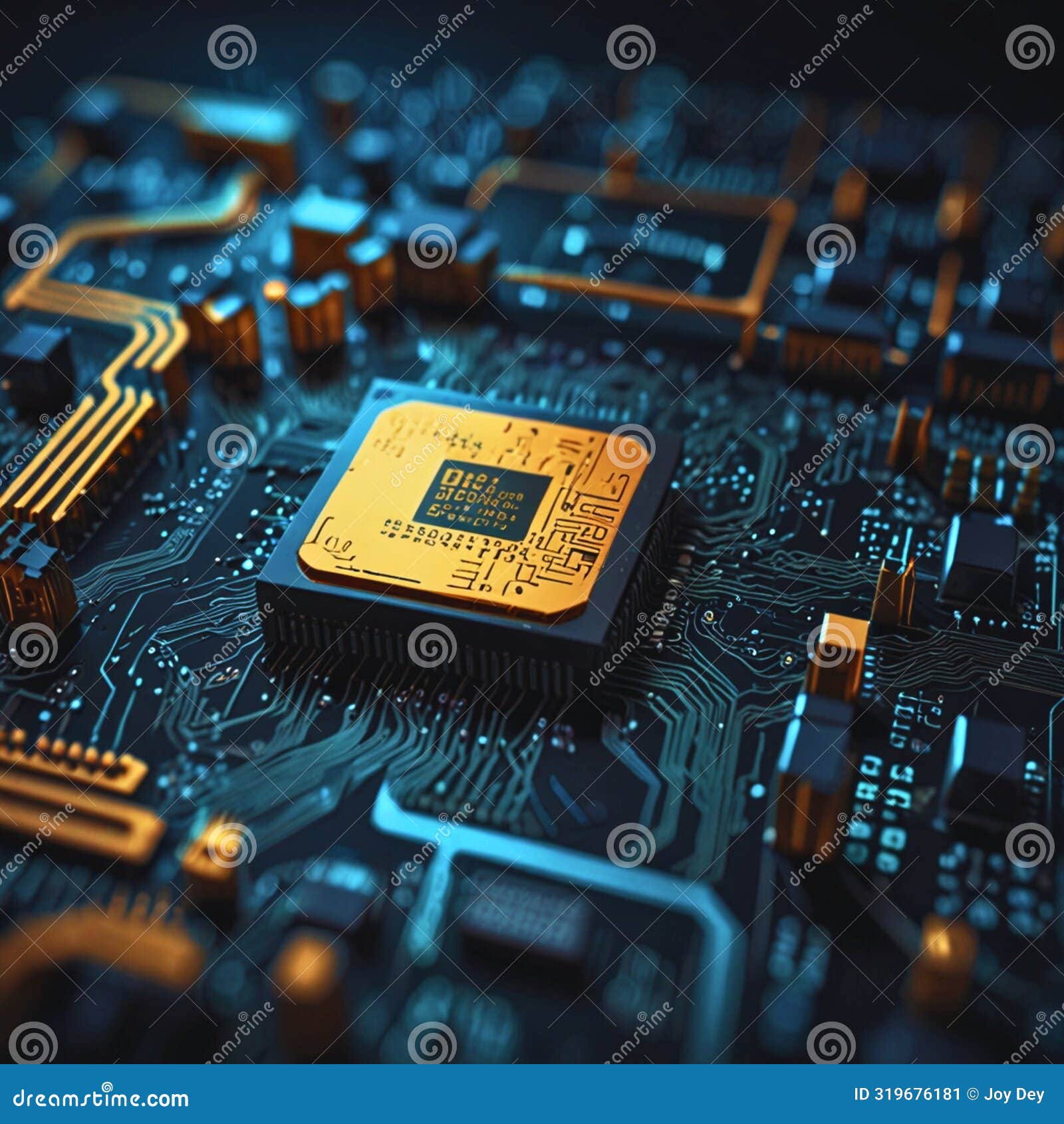 Futuristic Central Processor Unit. Powerful Quantum CPU on PCB ...