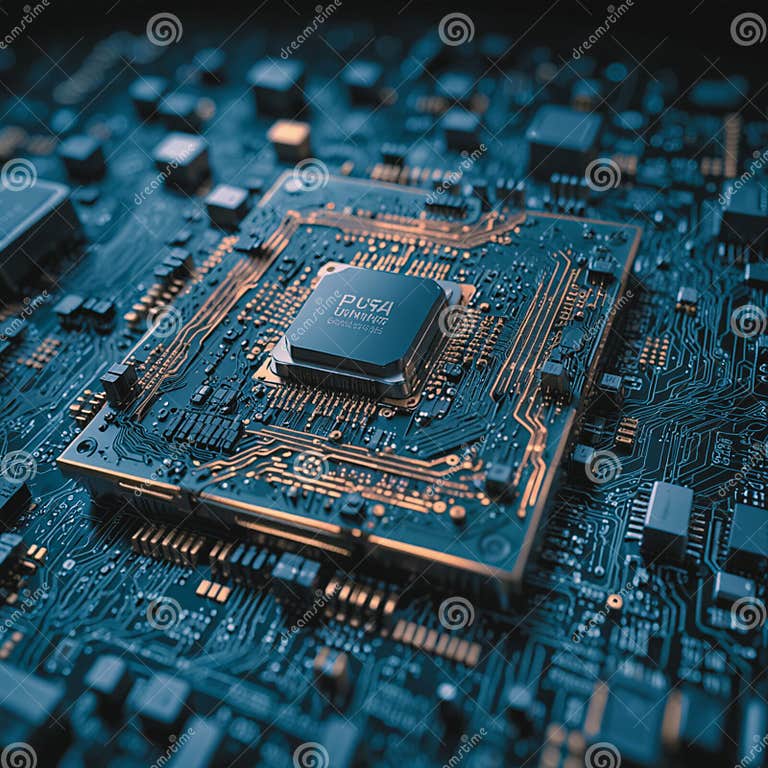 Futuristic Central Processor Unit. Powerful Quantum CPU on PCB ...