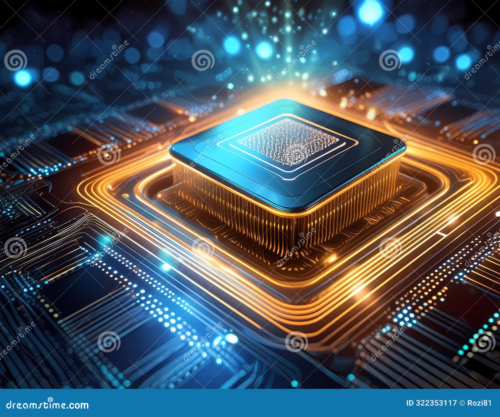 Futuristic Central Processor Unit. Powerful Quantum CPU on PCB ...