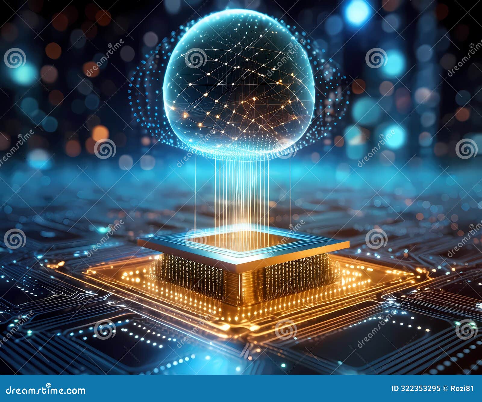 Futuristic Central Processor Unit. Powerful Quantum CPU on PCB ...