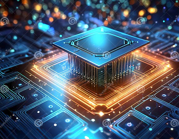 Futuristic Central Processor Unit. Powerful Quantum CPU on PCB ...