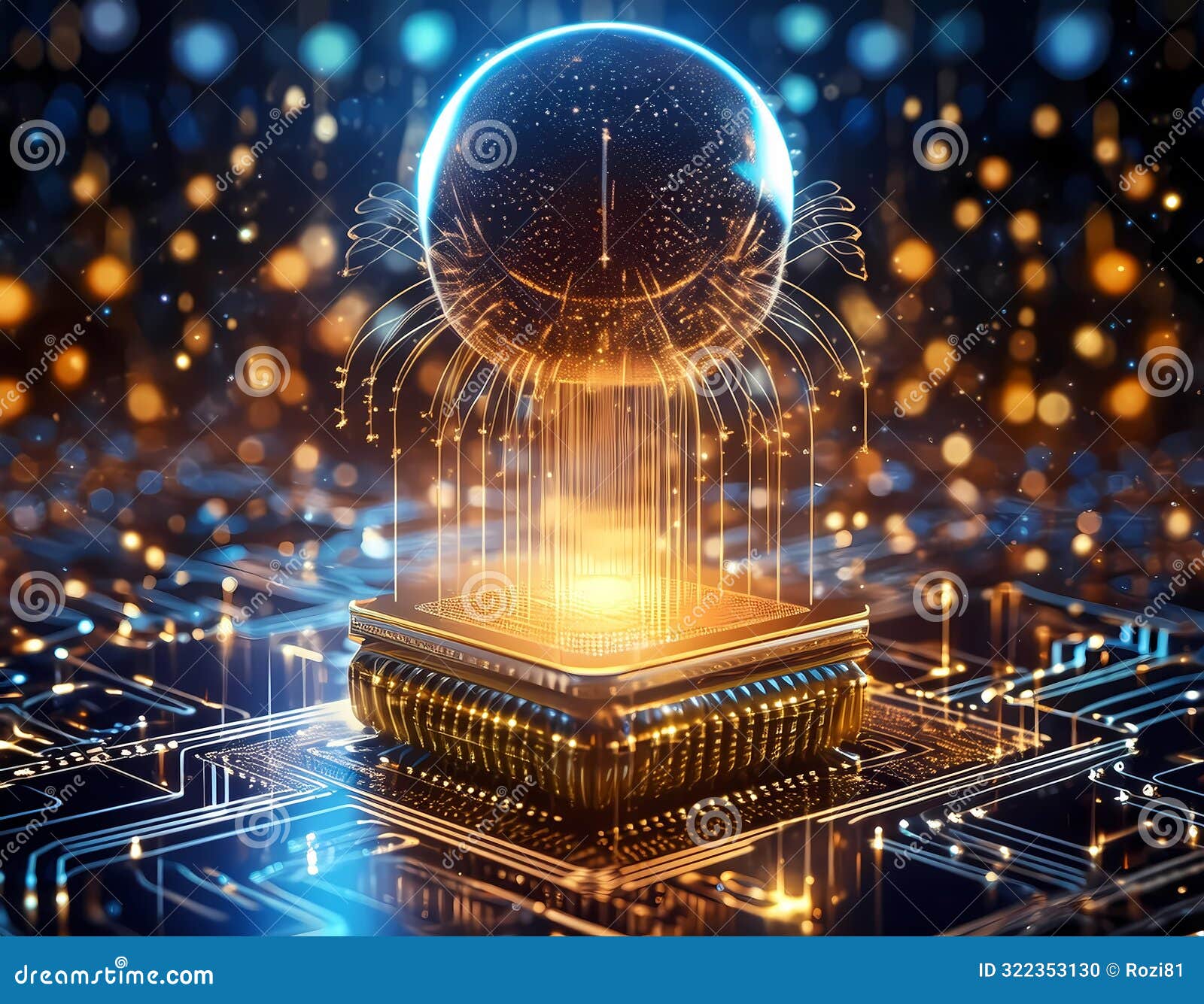 Futuristic Central Processor Unit. Powerful Quantum CPU on PCB ...