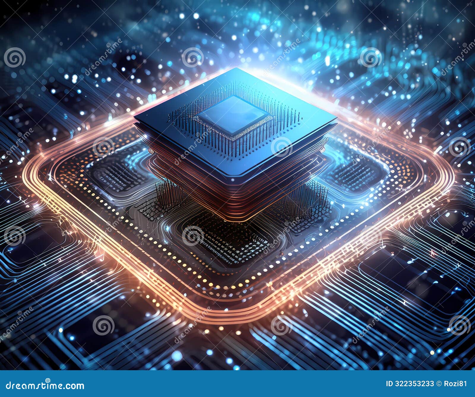 Futuristic Central Processor Unit. Powerful Quantum CPU on PCB ...