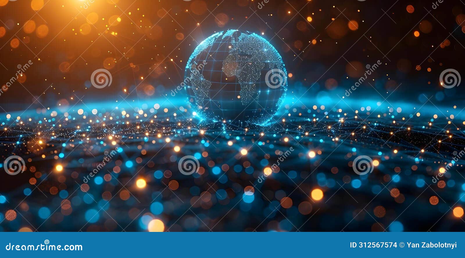 Futuristic CGI World Globe in Blue Symbolizing Human Connectivity and ...