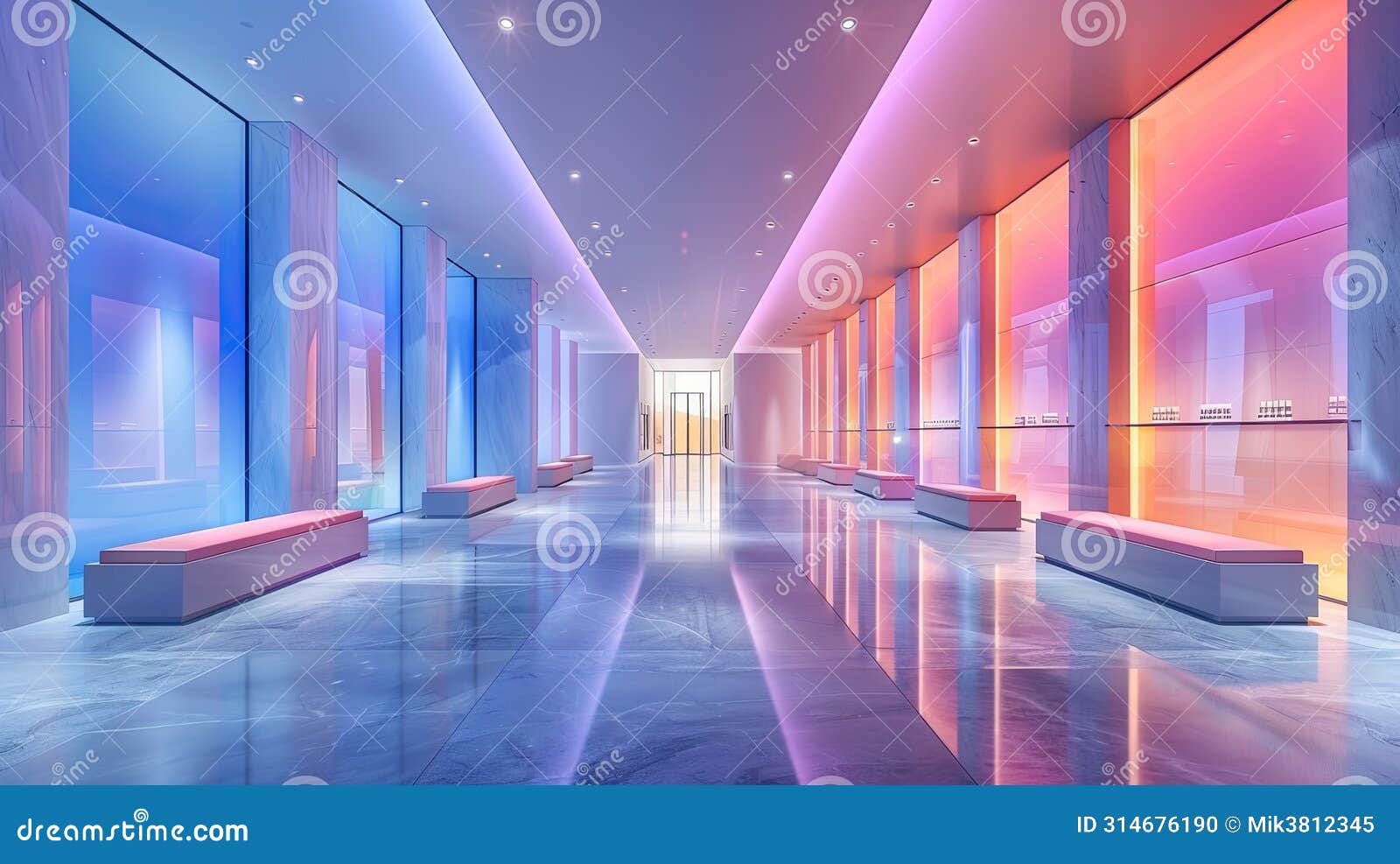 Futuristic Chamber with Glowing Circular Platform. Stock Illustration ...