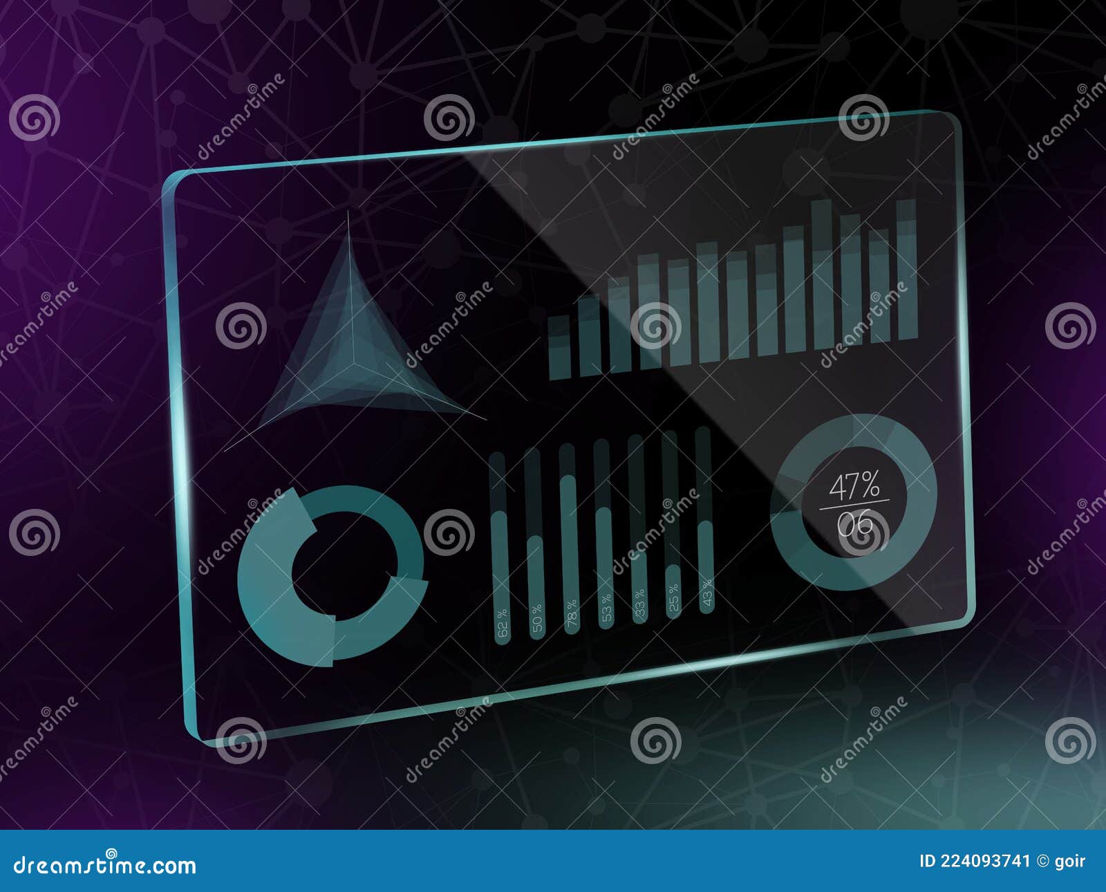 Futuristic Charts and Graphs Projection Stock Illustration ...
