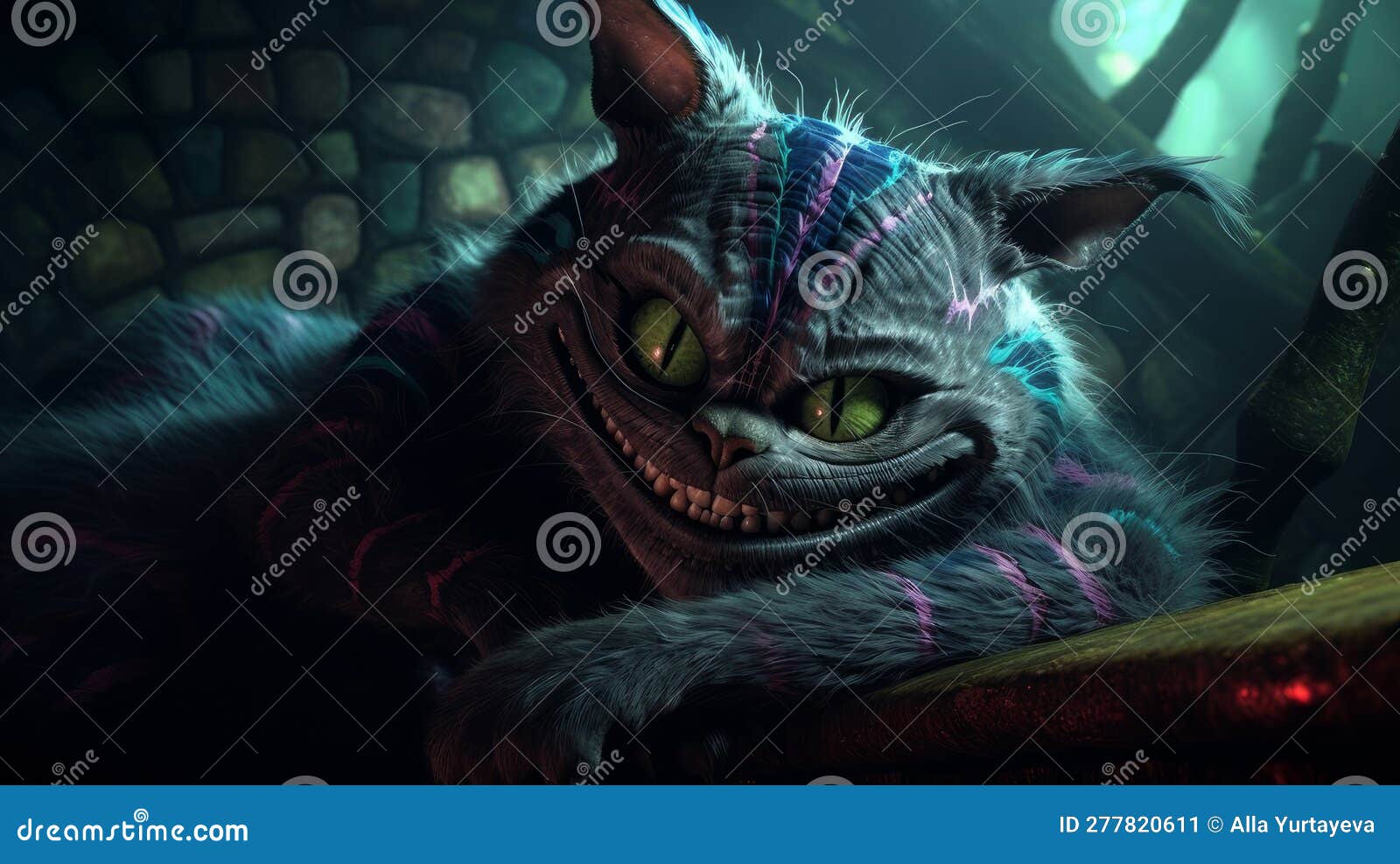 Futuristic Cheshire Cat with a Huge Smile and Big Teeth with a Grin. AI ...