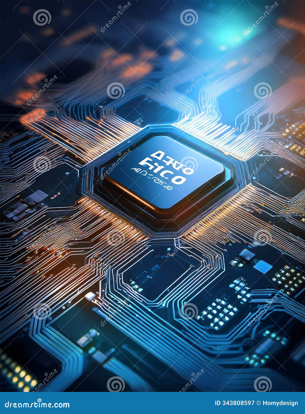 A Futuristic Chip, Illuminated by a Spotlight, Dominates the Image ...