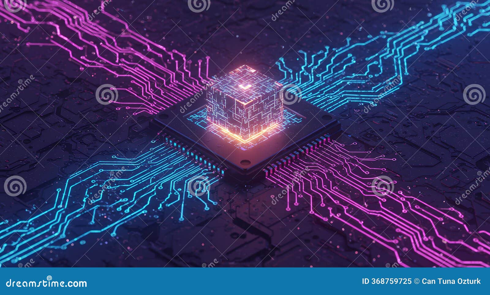 A Futuristic Chip, Illuminated By A Spotlight, Dominates The Image ...