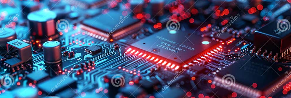 Futuristic Chipset on Circuit Board Digital Transformation Backdrop ...