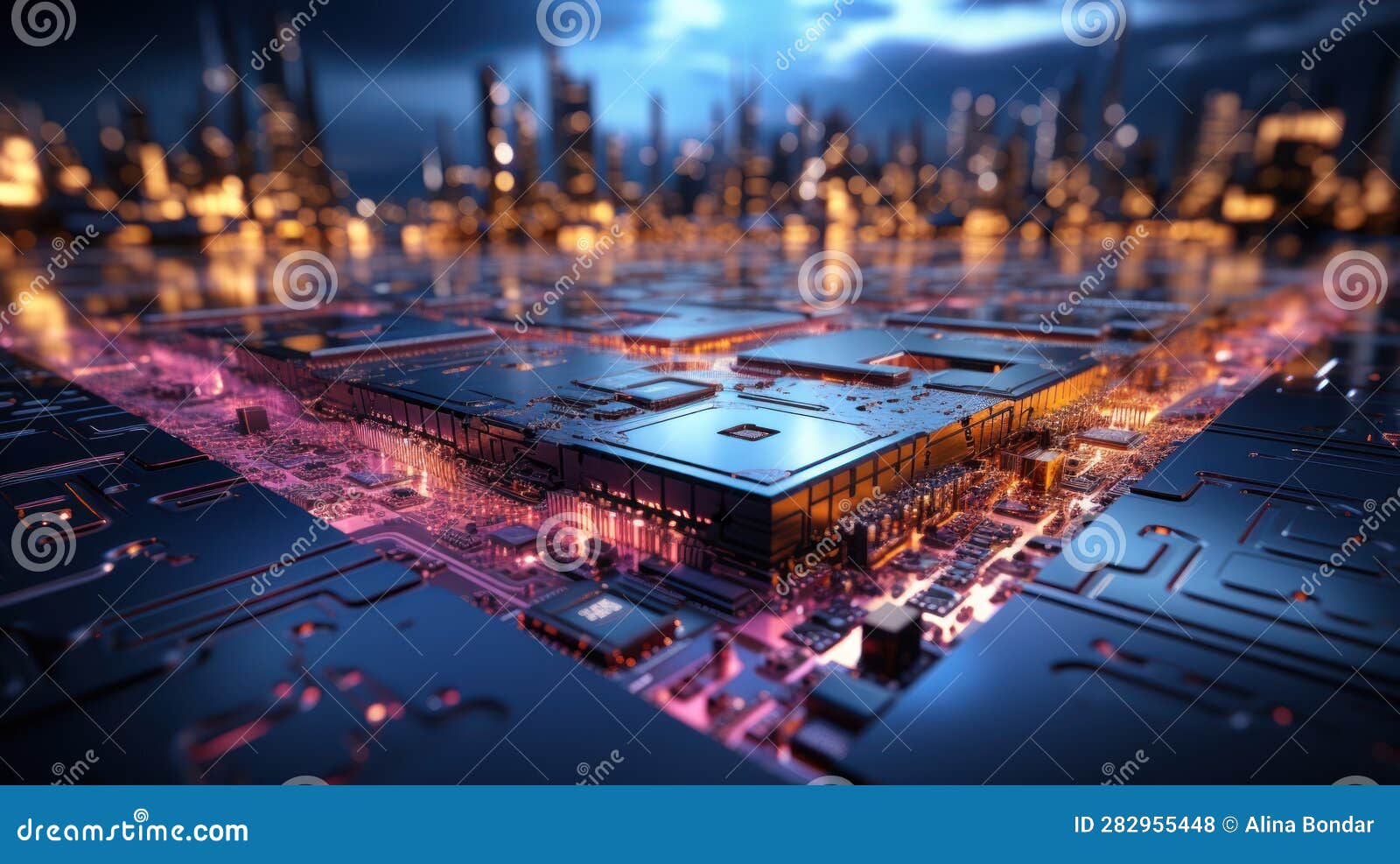 Futuristic Chipset Power. Created with Generative AI Stock Illustration ...