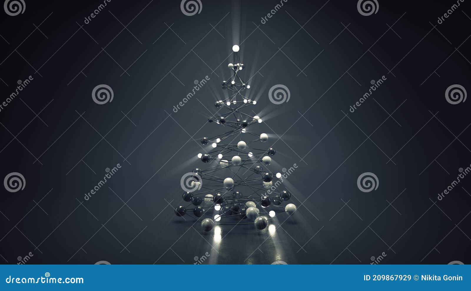 Futuristic Christmas Tree 3D Render Illustration Stock Illustration ...