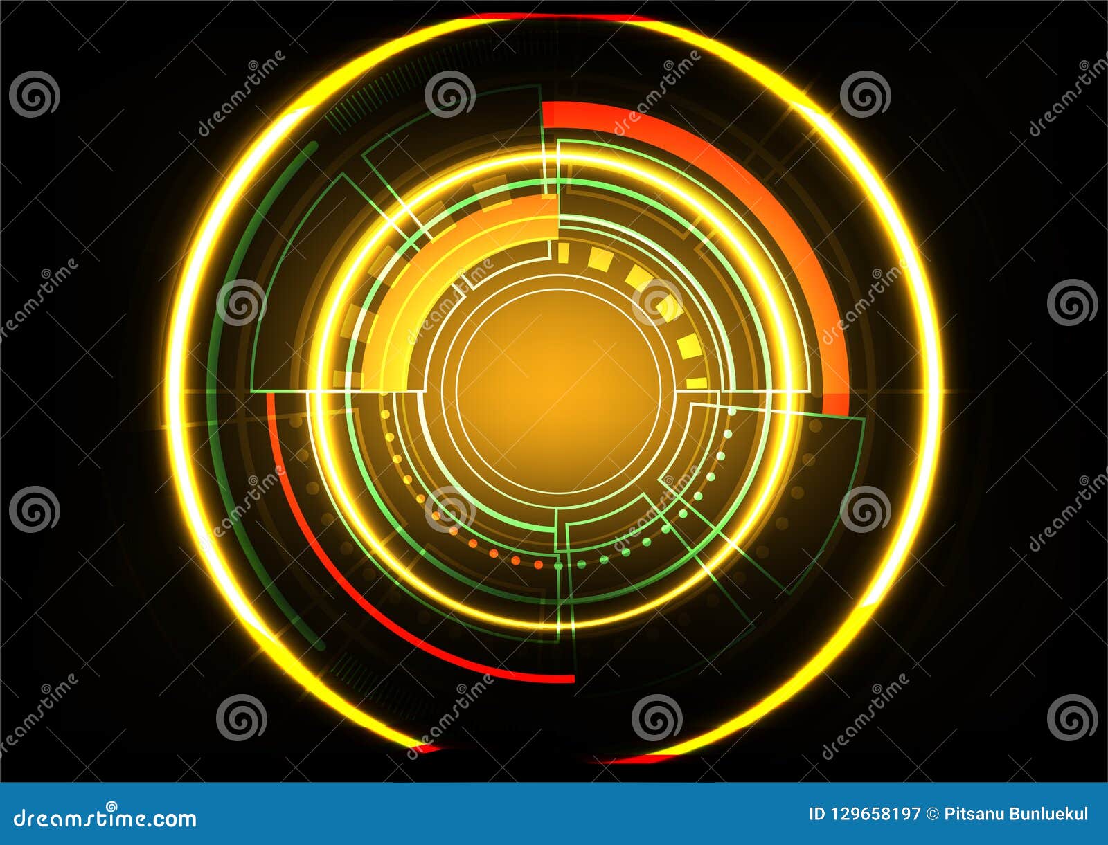 Futuristic Circle on Gold Background Stock Vector - Illustration of ...