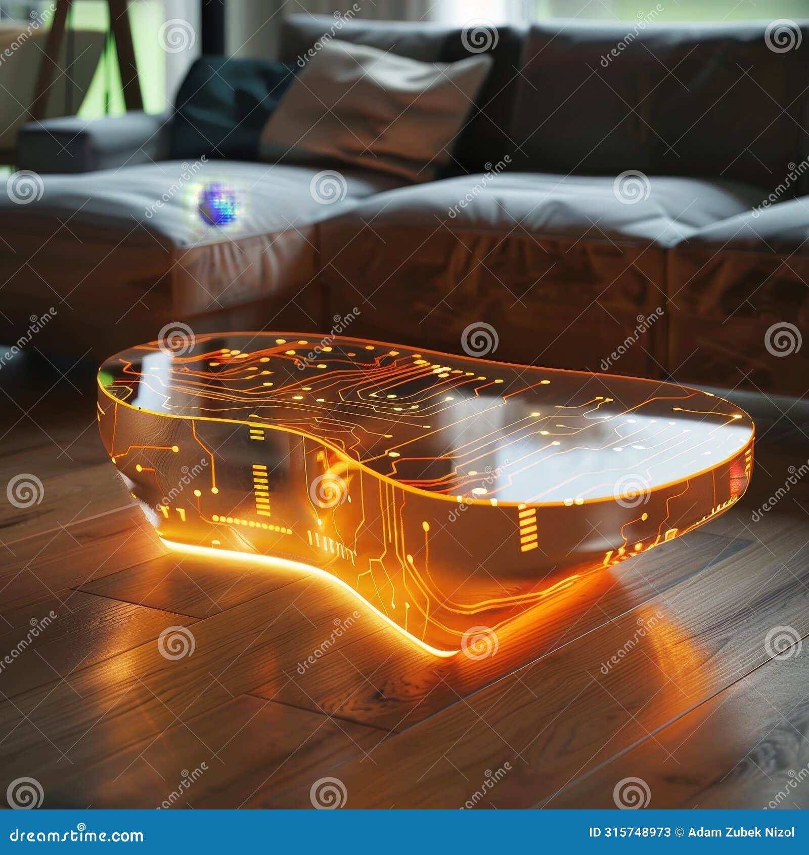 Futuristic Circuit Board Coffee Table Stock Illustration - Illustration ...