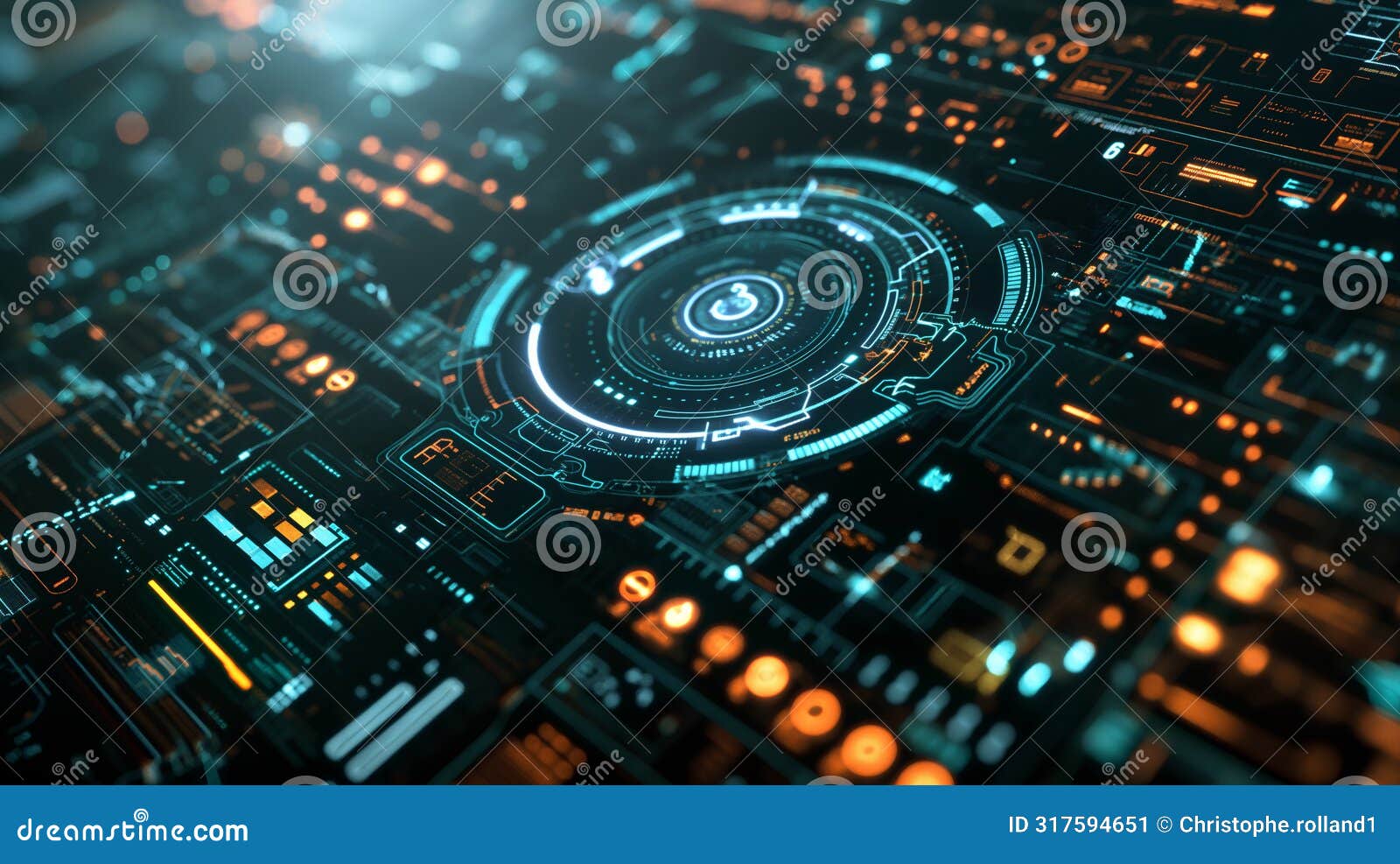 Futuristic Circuit Board with Glowing Digital Interface Stock Image ...