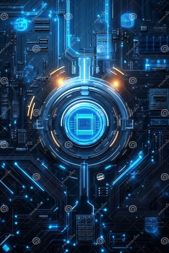 Futuristic Circuit Board, High-Tech Components, Complex Electronic ...