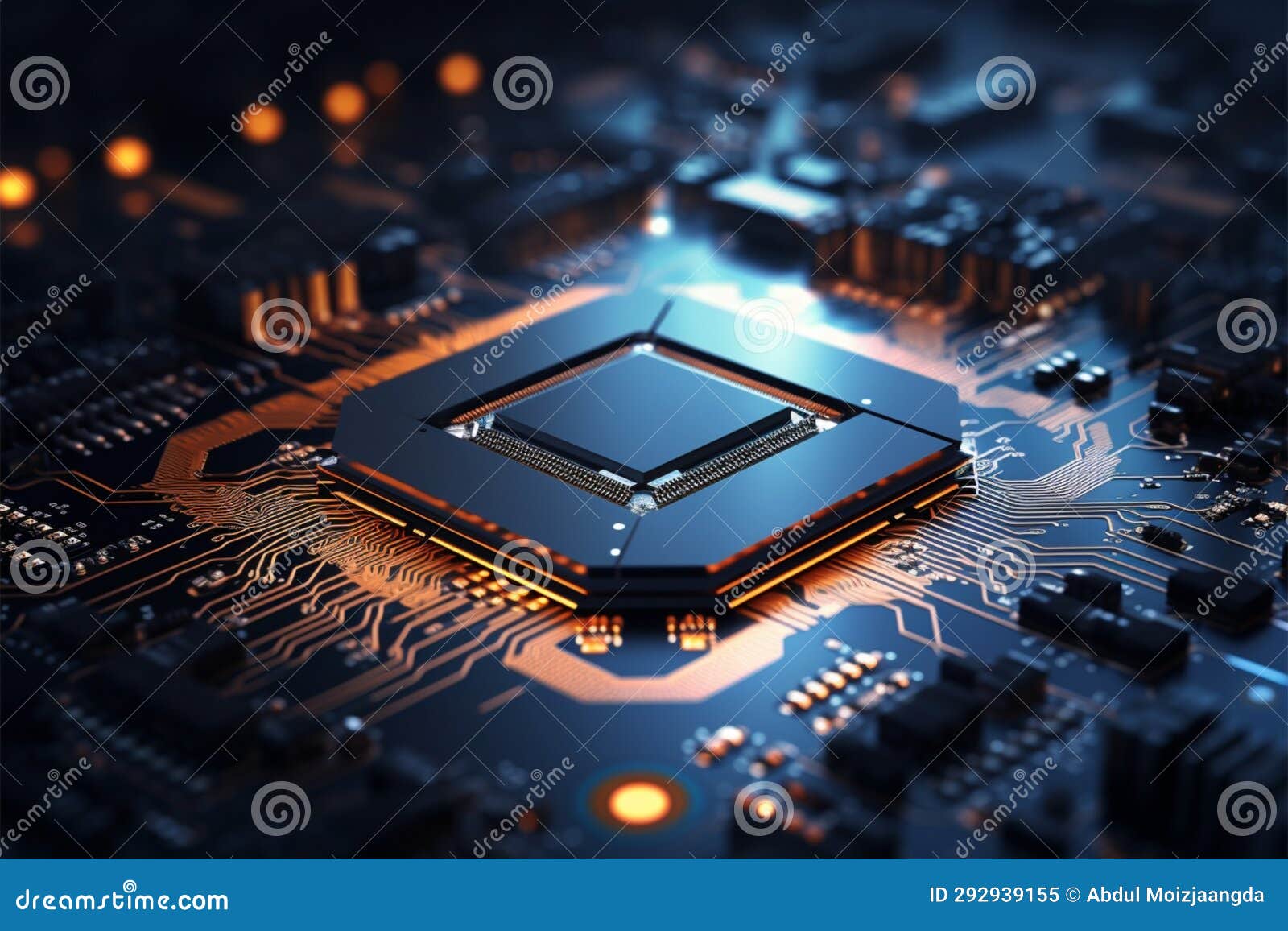 Futuristic Circuit Board Housing an Advanced Digital Chipset Processor ...