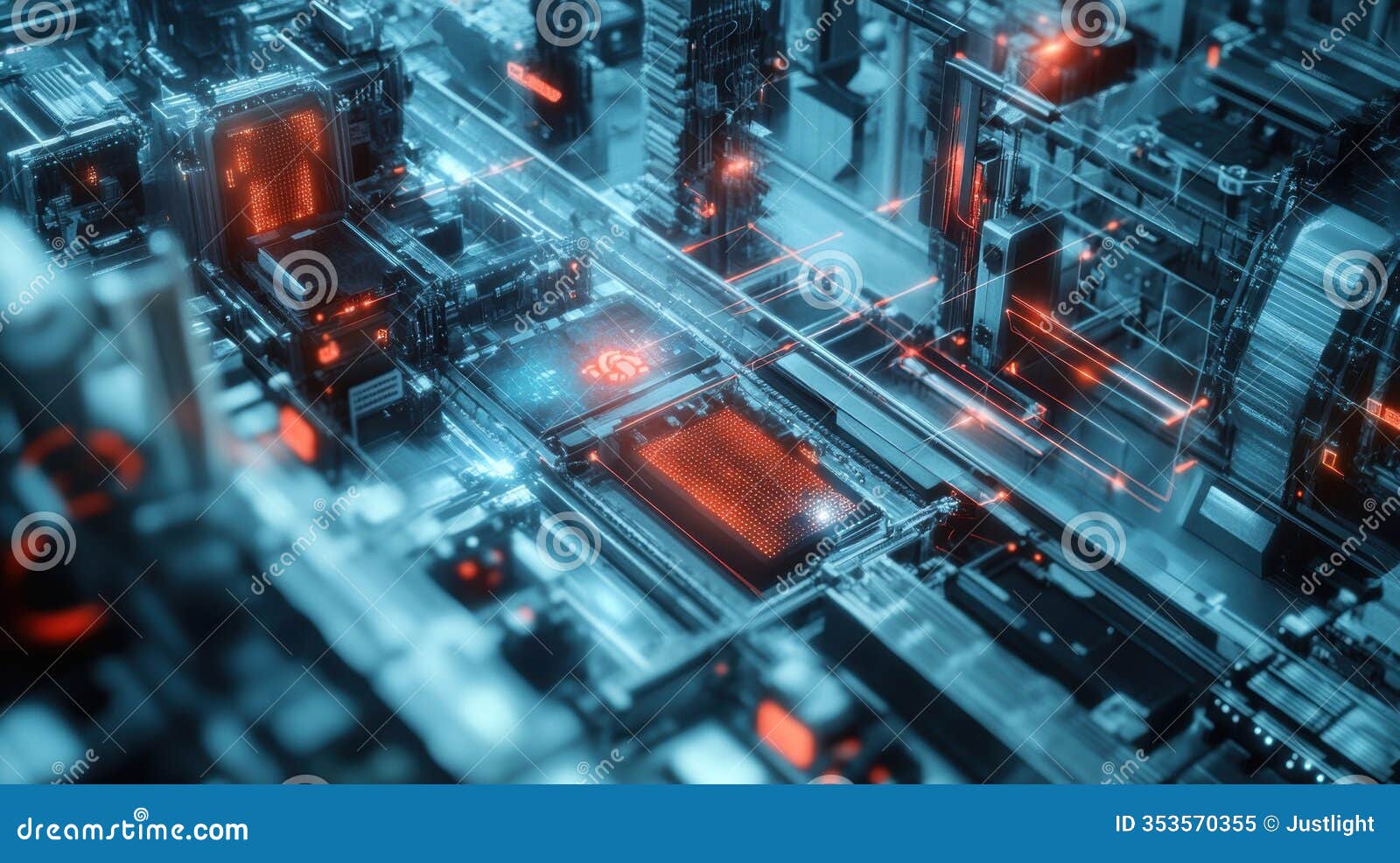 Futuristic Circuit Board Manufacturing Process with Glowing Components ...