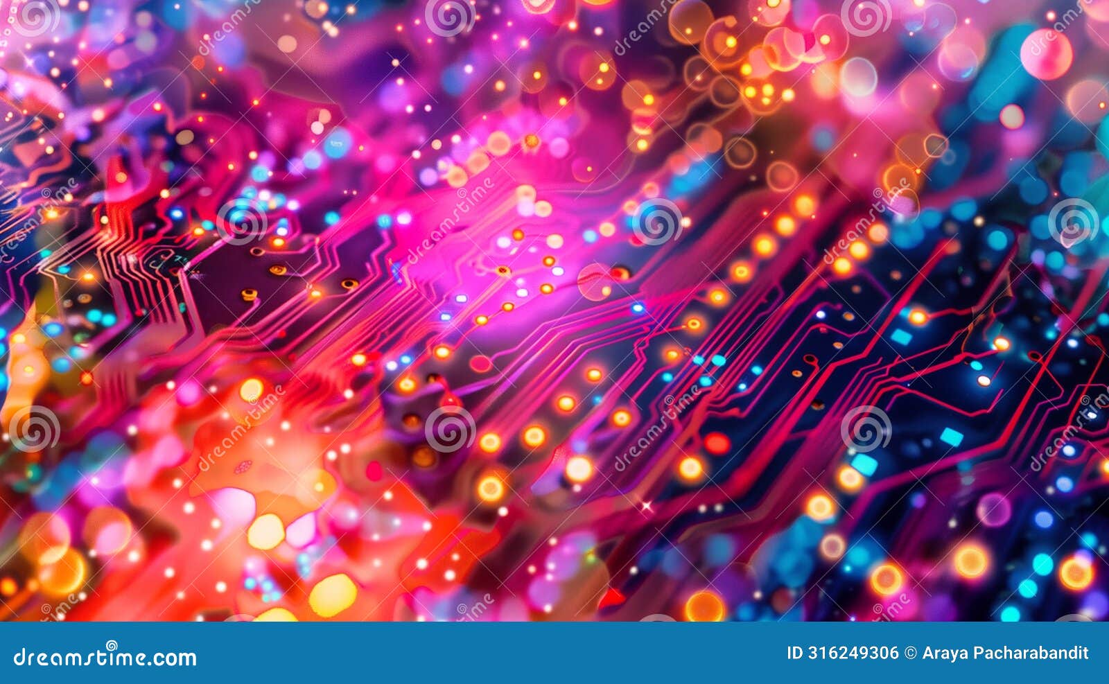 Futuristic Circuit Board Patterns Burst with Vivid Colors, AI Generated ...