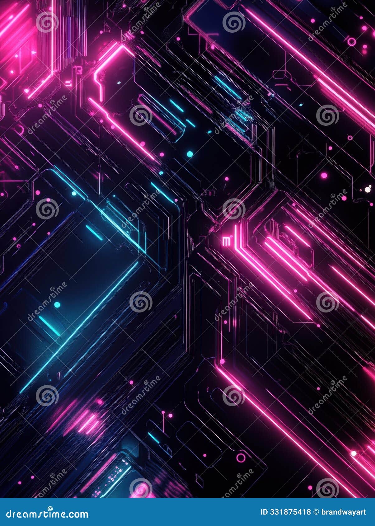 Futuristic Circuit Design with Glowing Neon Lights and Intricate ...