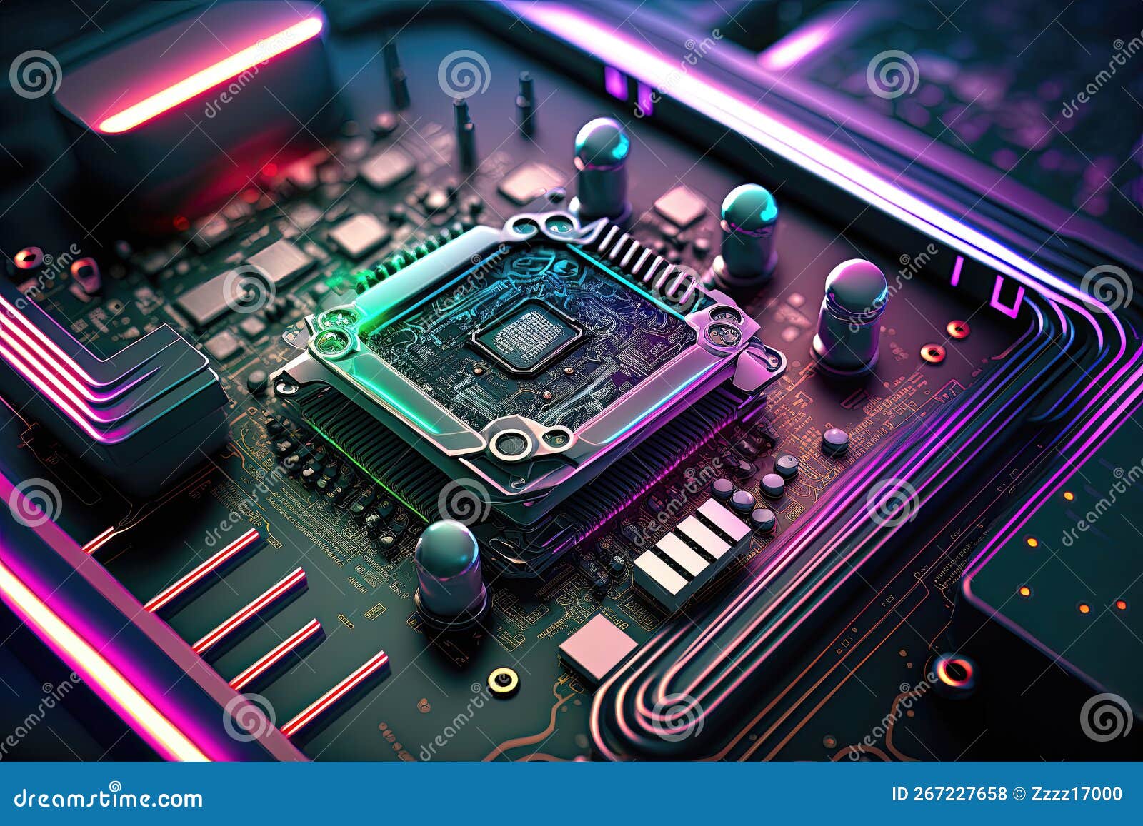 Futuristic Circuitry: Abstract Computer Motherboard and Processor with ...