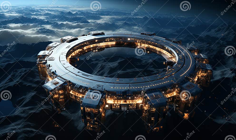 Circular Building Floating in Sky Stock Photo - Image of geometric ...