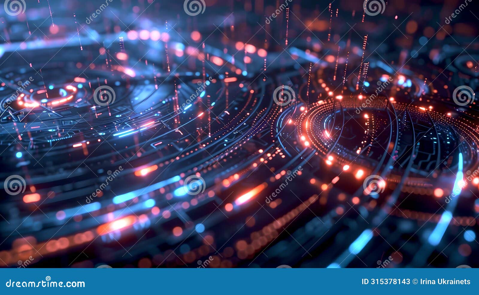 Futuristic Circular Circuit Board with Glowing Lights. High-tech ...