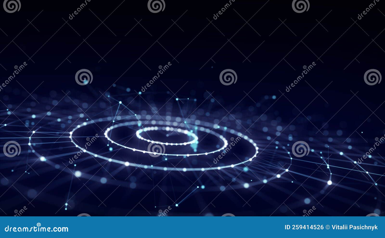 Futuristic of Circular Flow of Particles. Digital Cyberspace. Network ...