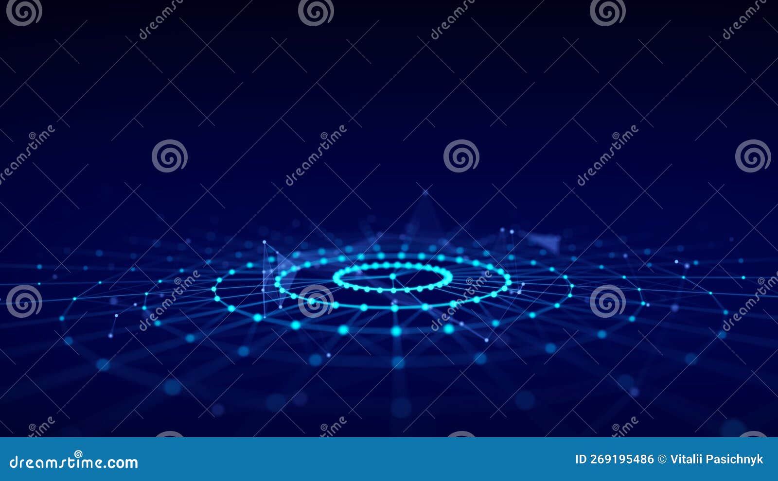 Futuristic of Circular Flow of Particles. Digital Cyberspace. Network ...
