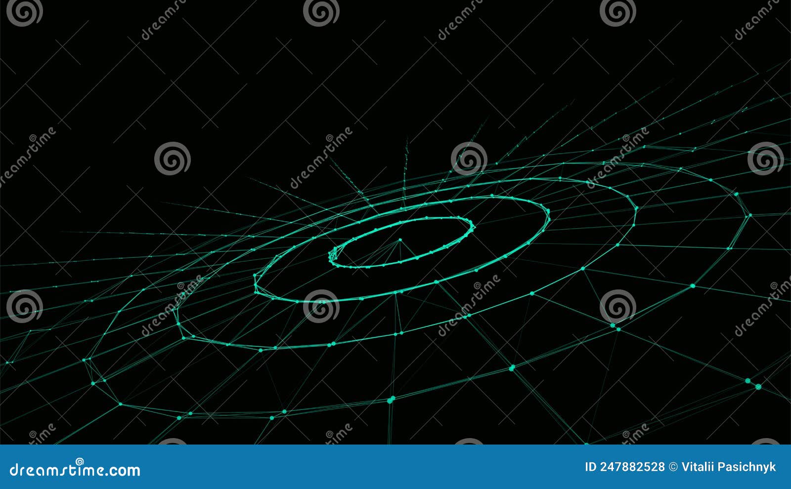 Futuristic Circular Flow Of Particles. Digital Cyberspace. Network ...