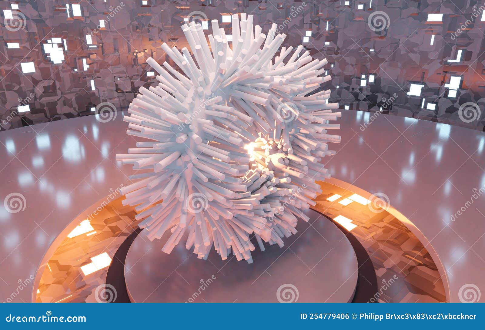 Futuristic Circular Geometric Shape Object with Coloured Led Lights 3d ...