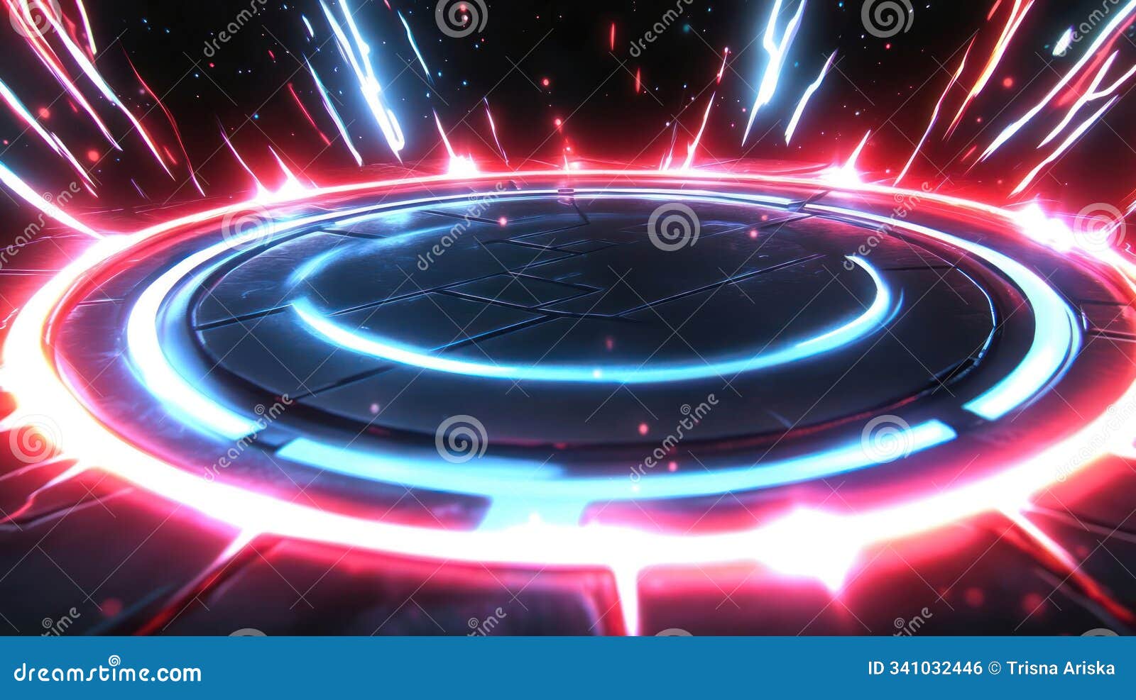 A Futuristic Circular Interface with Glowing Red and Blue Energy ...