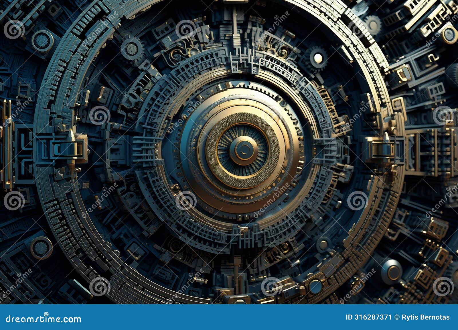 Futuristic Circular Mechanism Design Stock Illustration - Illustration ...
