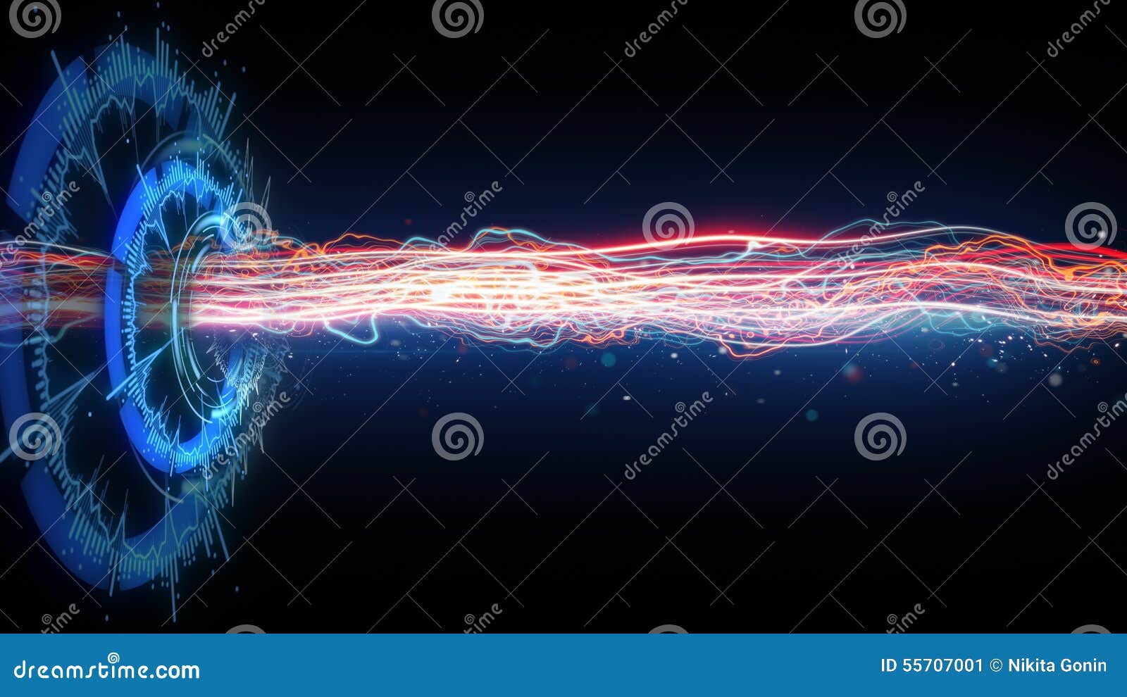 Futuristic Circular Shape and Horizontal Energy Beam Stock Illustration ...
