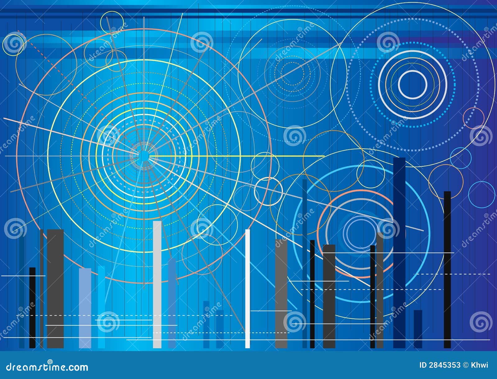 Futuristic Circular Shape And Vertical Energy Beam Stock Illustration ...