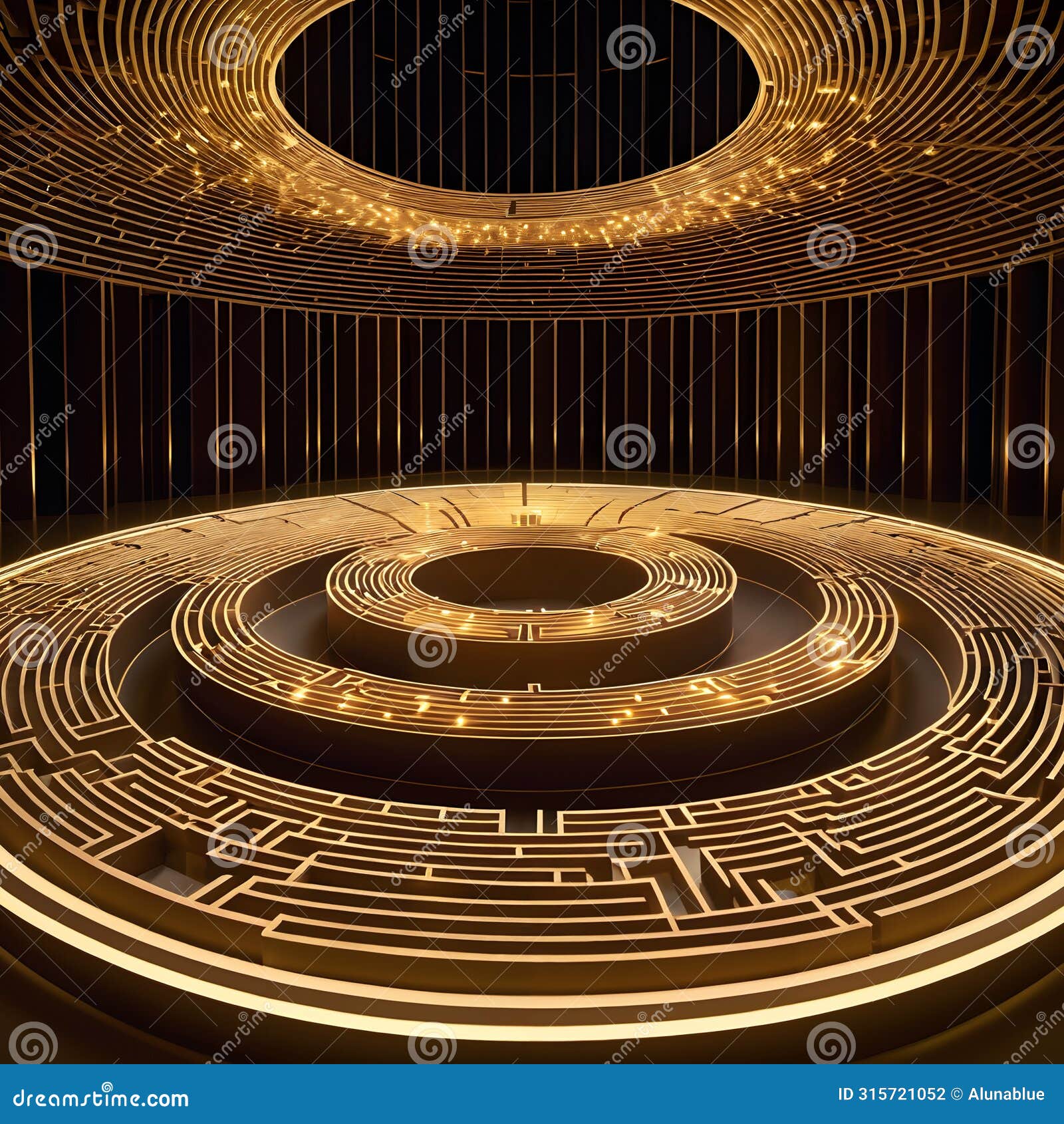 Futuristic Circular Structure Aglow With Ambient Interior Lighting ...