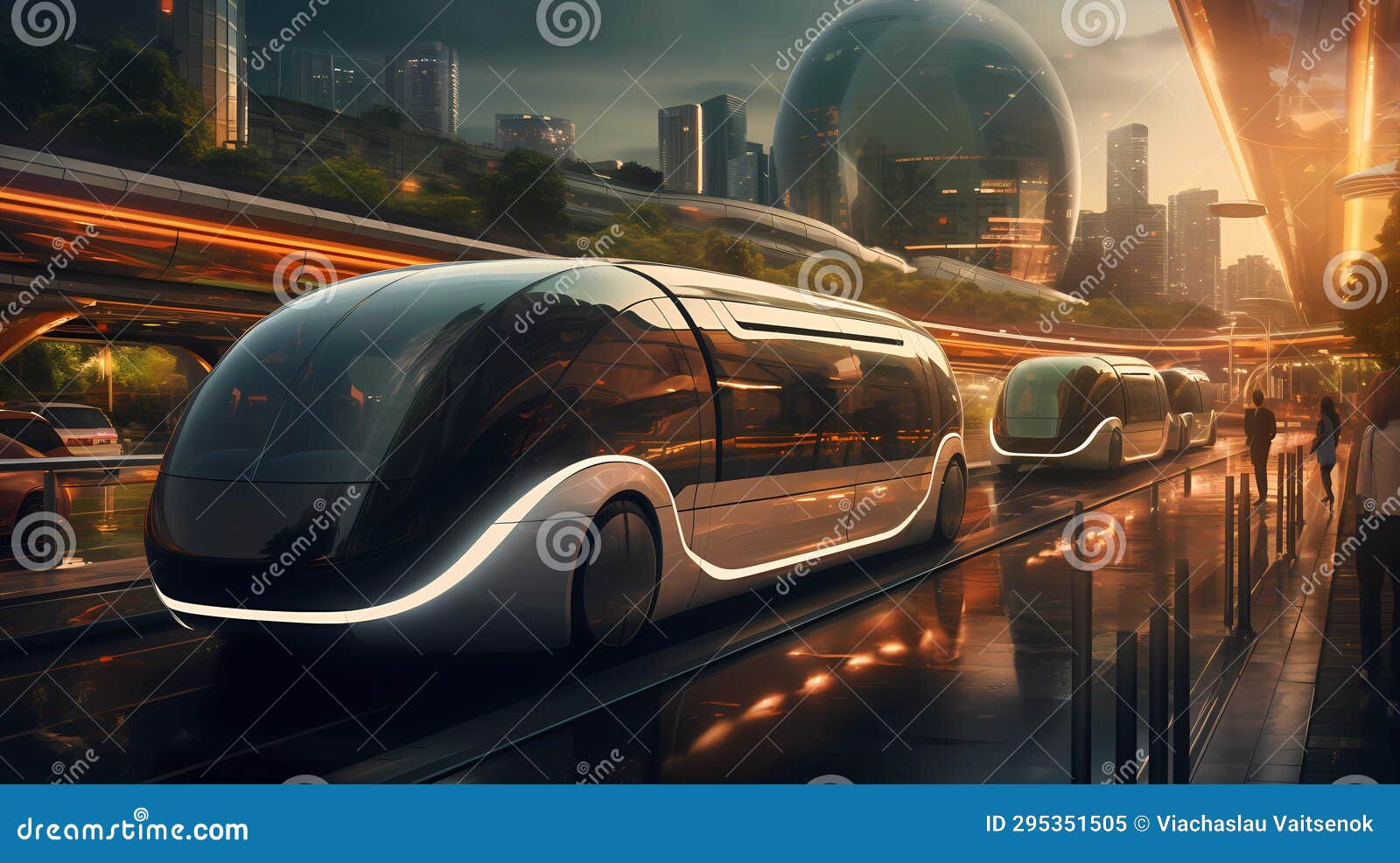 Futuristic City Advanced Transportation Realistic Illustration Stock ...